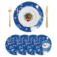 Blue Snowman Christmas Round Placemats Set of 4, Braided Polypropylene ...