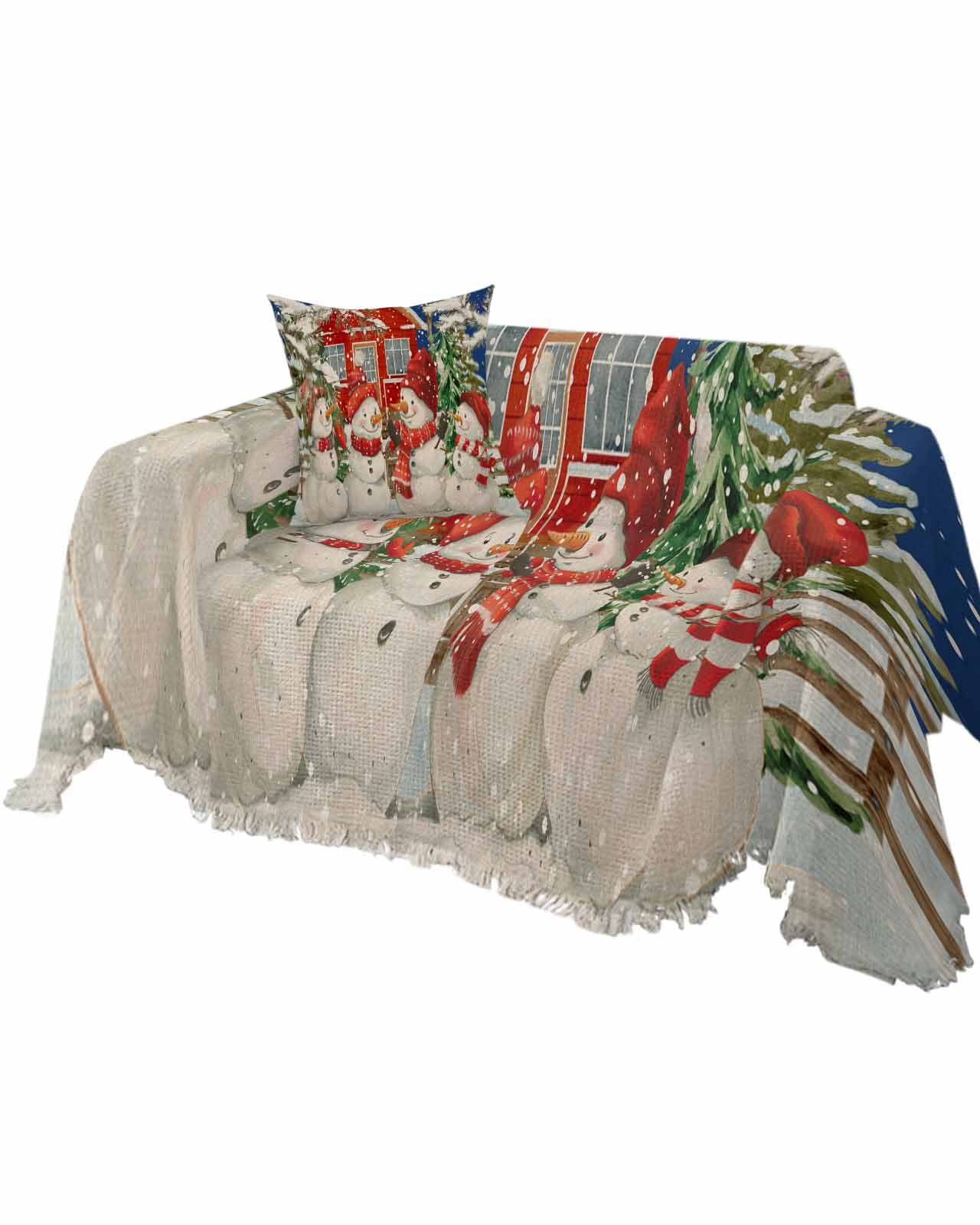 Blue Snowman Christmas Sofa Couch Covers for Dogs, Washable Sofa Throw ...
