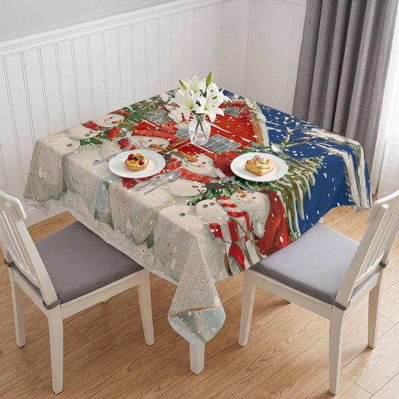 Blue Snowman Christmas Table Cloth Waterproof Tablecloths, Farmhouse ...