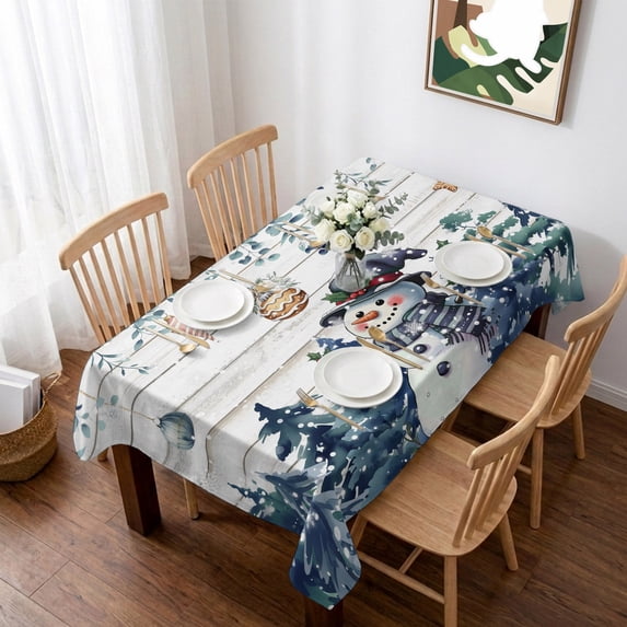 Blue Snowman Christmas Table Cloth Waterproof Tablecloths, Xmas ...
