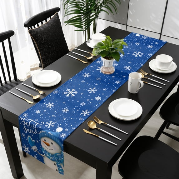 Blue Snowman Christmas Table Runner 70 Inches Long - Xmas Winter ...