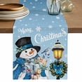 Blue Snowman Christmas Table Runner 72 Inches, Xmas Gifts Wreath ...