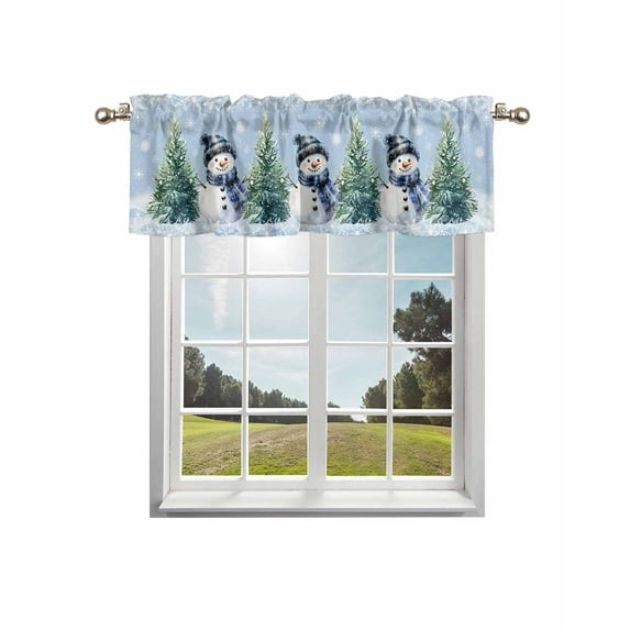 Blue Snowman Christmas Valance Curtains for Living Room/Bedroom ...