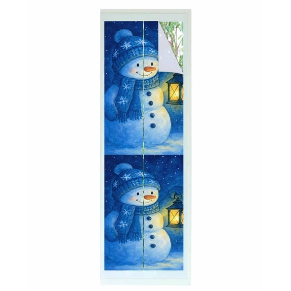 Blue Snowman Christmas Window Privacy Film Stained Glass Window Film ...