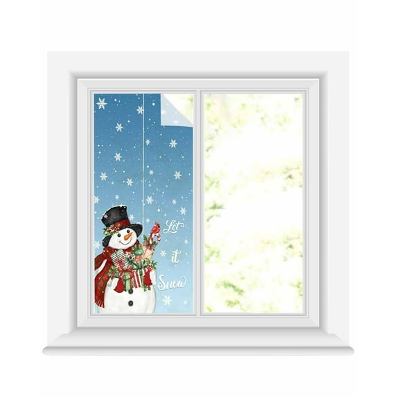 Blue Snowman Christmas Window Privacy Film Stained Glass Window Film ...