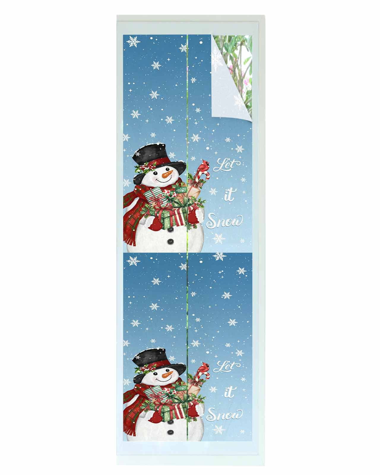 Blue Snowman Christmas Window Privacy Film Stained Glass Window Film ...