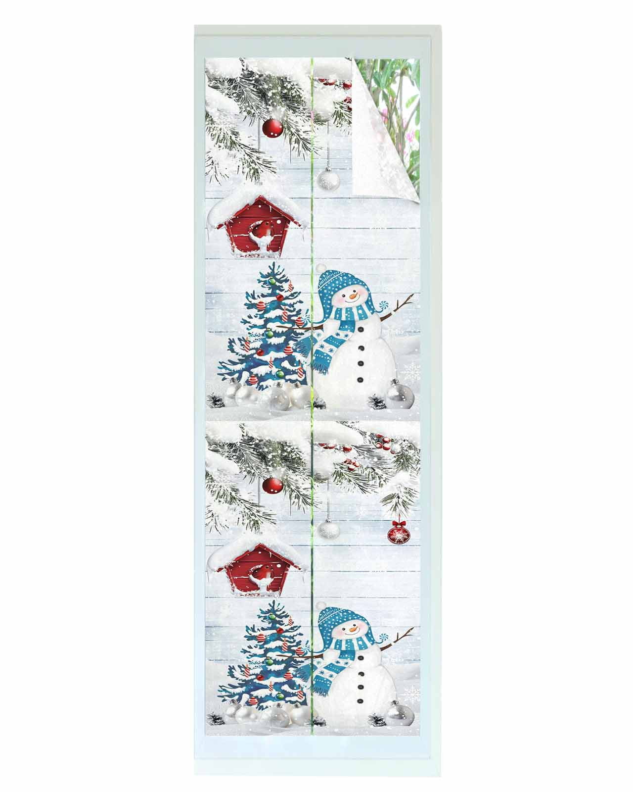 Blue Snowman Christmas Window Privacy Film Stained Glass Window Film ...