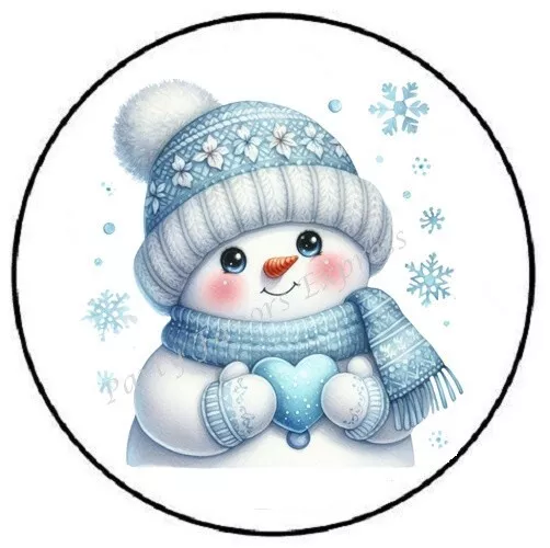 Blue Snowman Holding Heart Sticker Party Favors Sticker Envelope Seals ...
