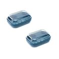 Blue Soap Dish with Lid 2PC Set, Plastic Bar Soap Holder with Drainage ...