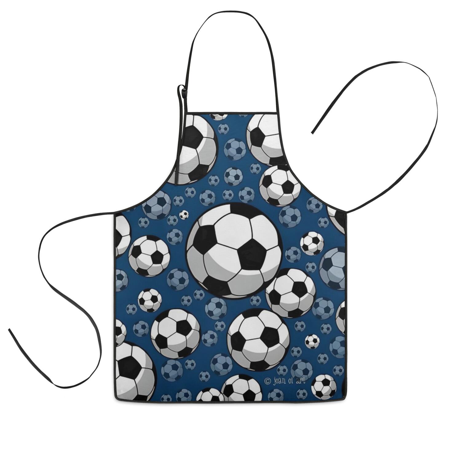 Blue Soccer Balls Pattern Kids Aprons for Girls and Boys,Adjustable ...