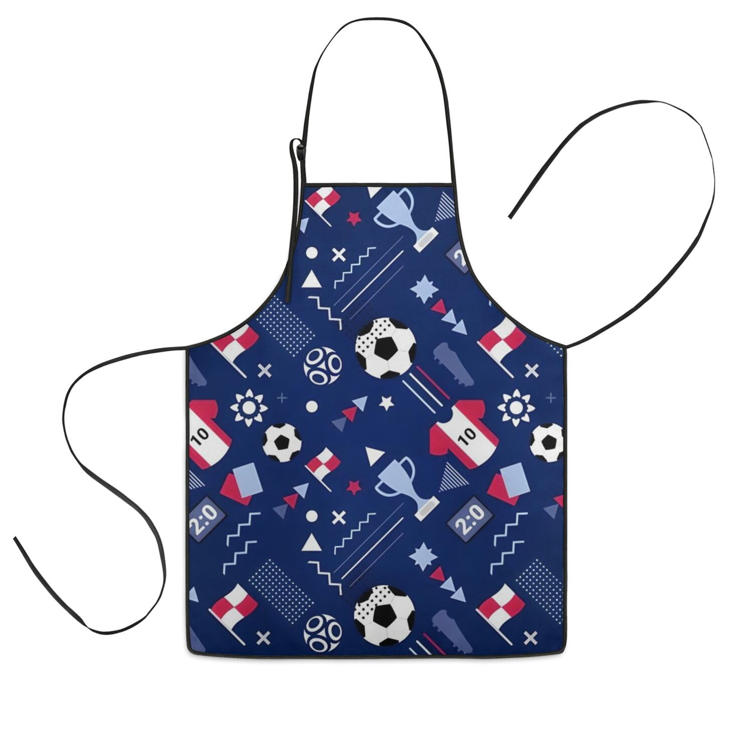 Blue Soccer Elements Pattern Kids Aprons for Girls and Boys,Adjustable ...
