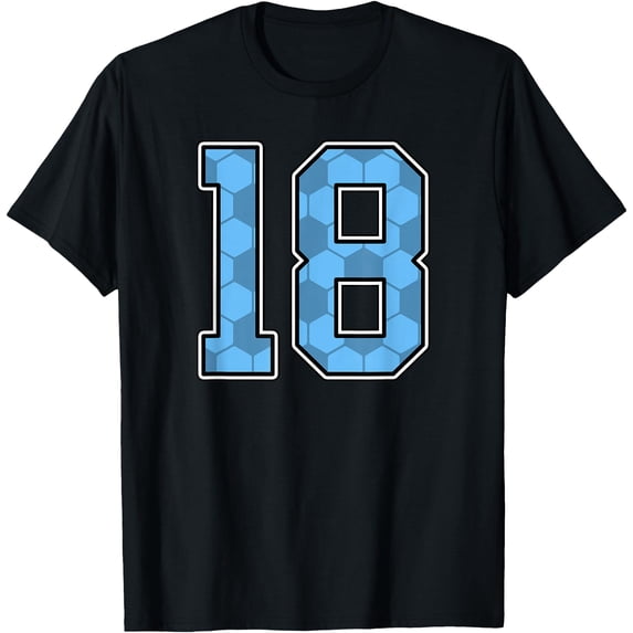 Blue Soccer Pattern Number 18 Player Uniform 18 T Shirt Unisex T blue-soccer-pattern-number-18-player-uniform-18-t-shirt-unisex-t