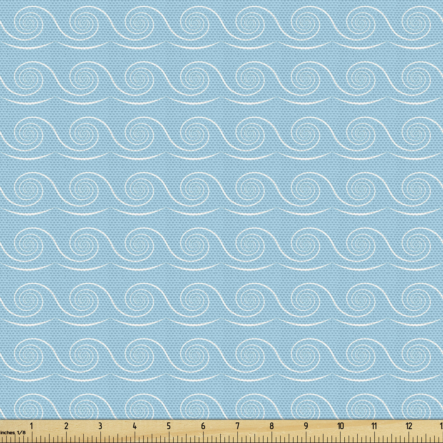 Blue Sofa Upholstery Fabric by the Yard, Spiraling Waves Pattern Ocean ...