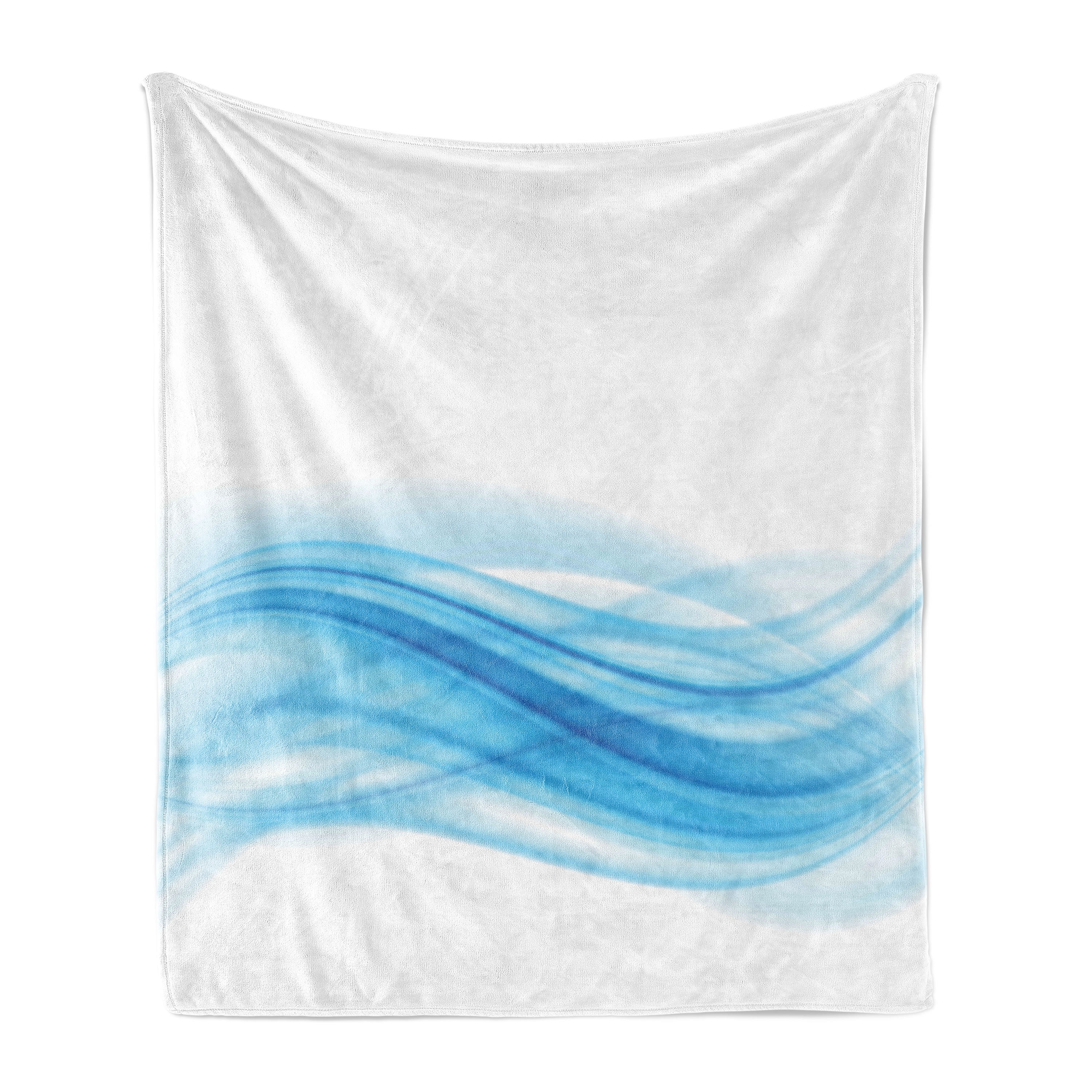 Blue Soft Flannel Fleece Blanket, Smooth Wavy Lines Stream Flow ...