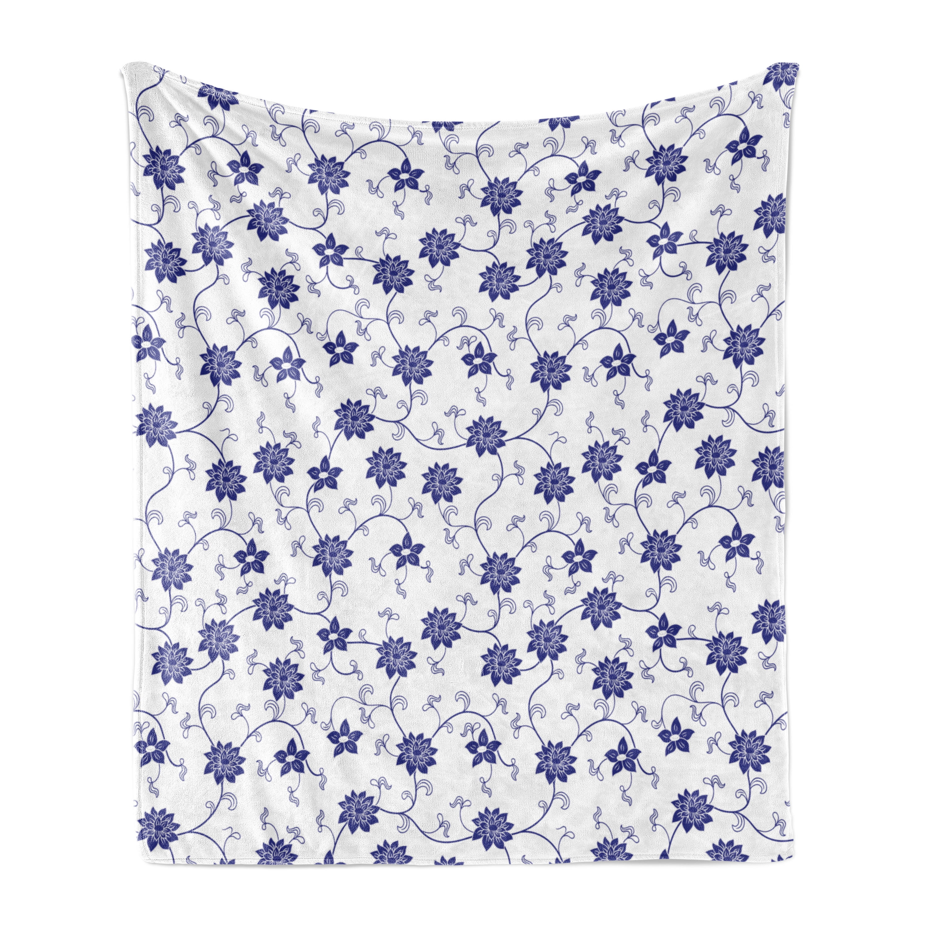 Blue Soft Flannel Fleece Throw Blanket, Hand Drawn Style Chinese ...