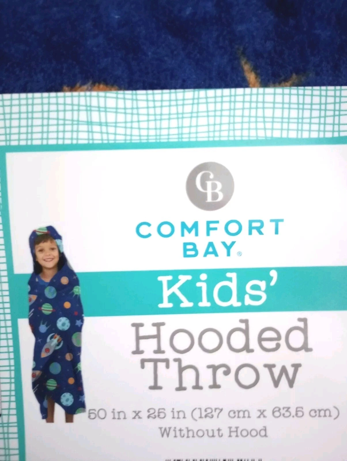 Blue Soft Fuzzy Comfort Bay Kids Hooded Throw Space Rocket Planets ...