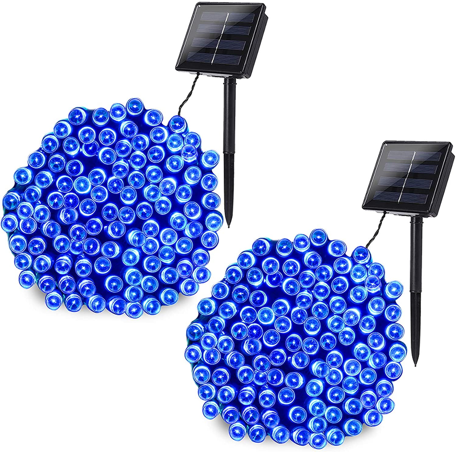 Blue Solar Christmas Lights, 2 Pack Total 144 FT 400 LED 8 Modes ...