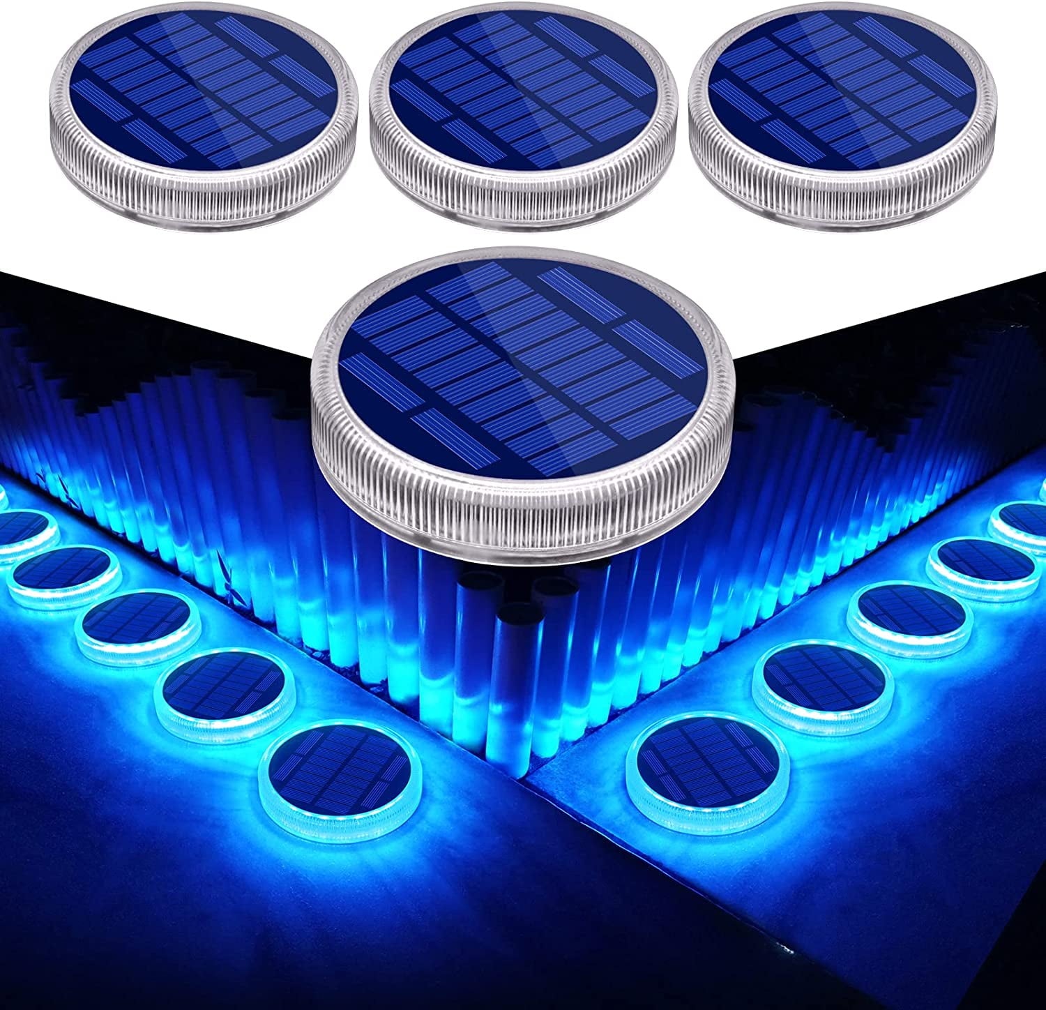 Blue Solar Deck Lights Driveway Dock Lights Solar Powered, Step Warning ...