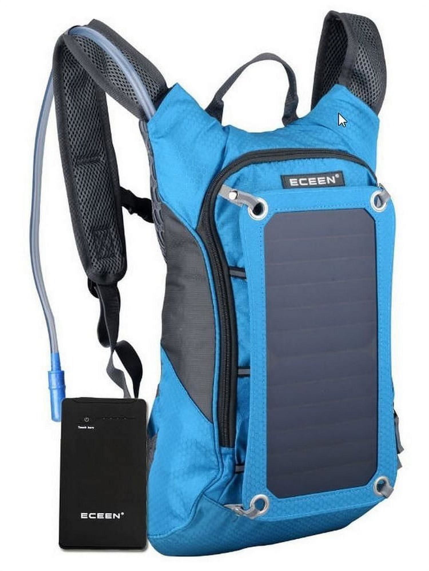 Blue Solar Powered 1.8 Liter Hydration Backpack / 7 Watt Solar Panel ...