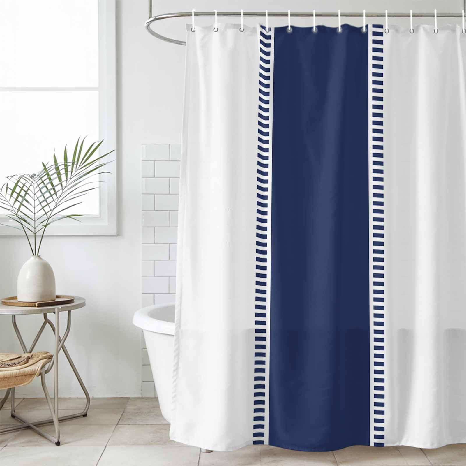 Blue Solid Color Texture Waterproof Fabric Shower Curtain,Simple Blue ...