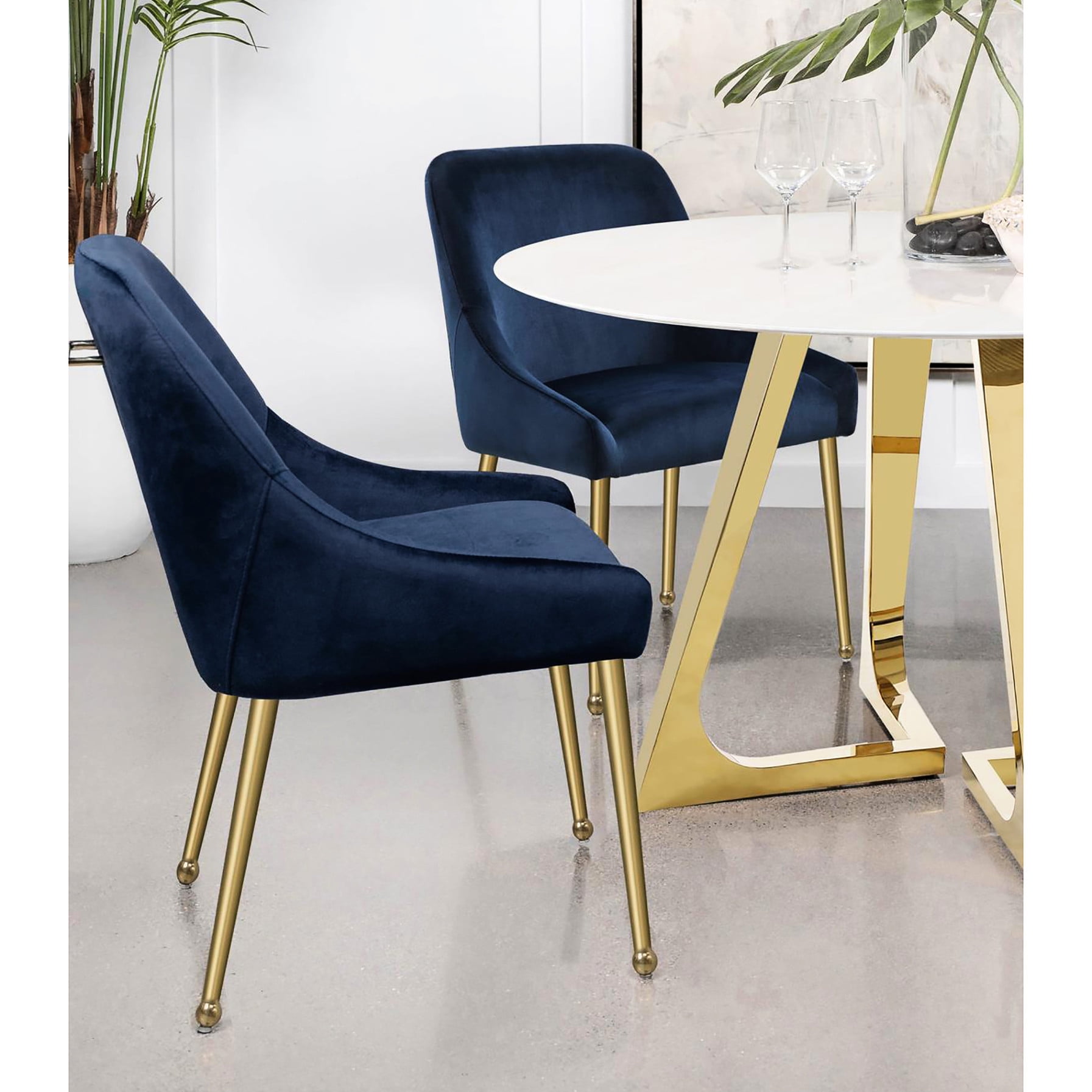 Blue Solid Pattern - Wingback Design for Support - Dining Table Setting ...