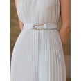 Blue Solid Pleated Sleeveless Belted A-Line Short Dress With Goldtone ...