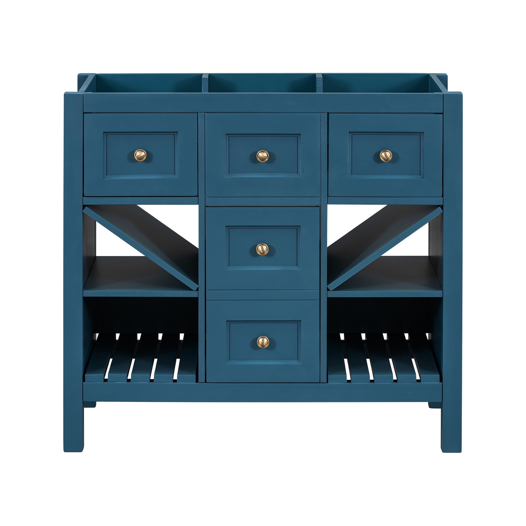 Blue Solid Wood Structure - Concealed Storage for Bathroom Products ...