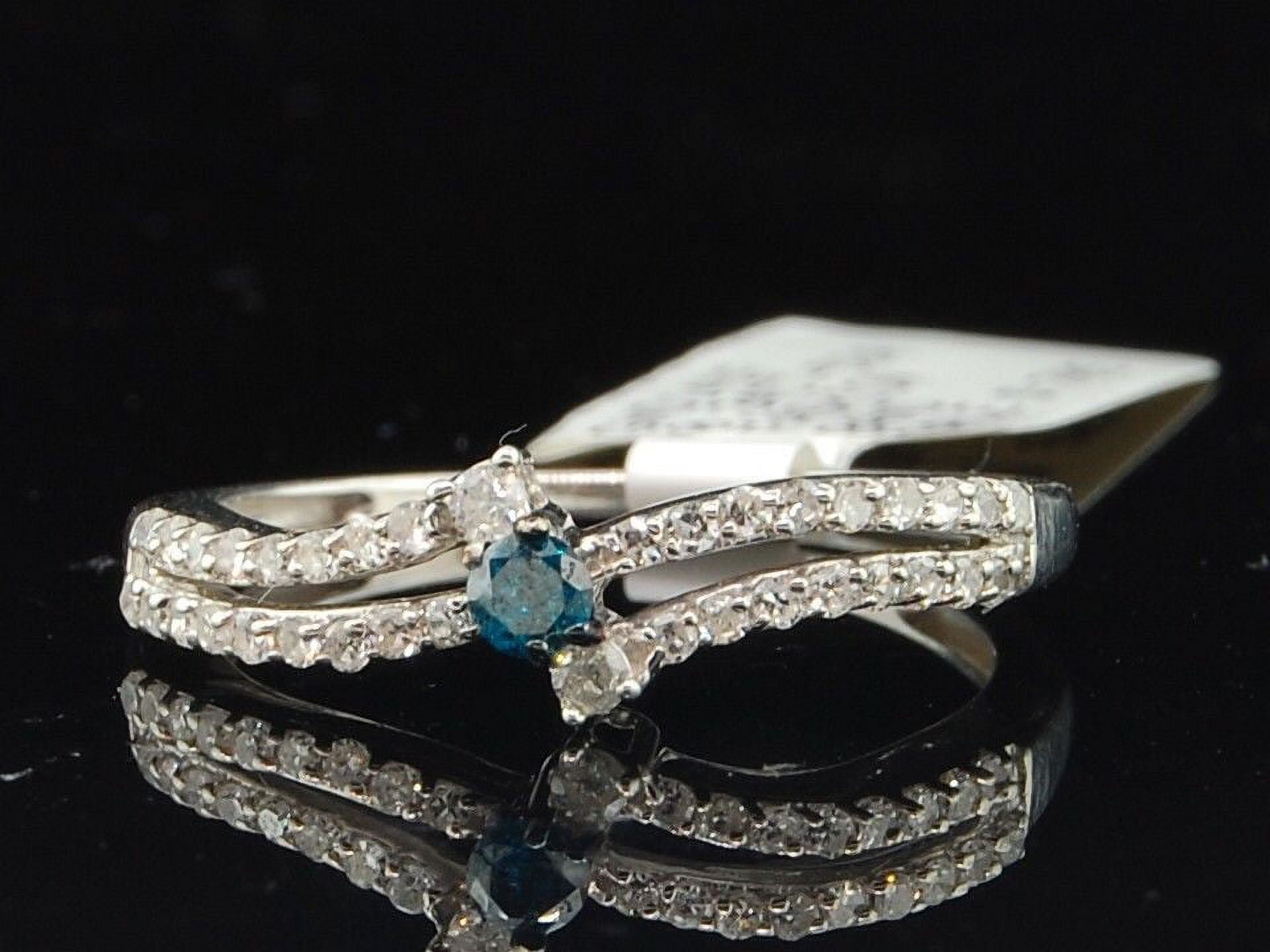 Blue Solitaire Diamond Engagement Ring .925 Sterling Silver Round Cut 0 ...