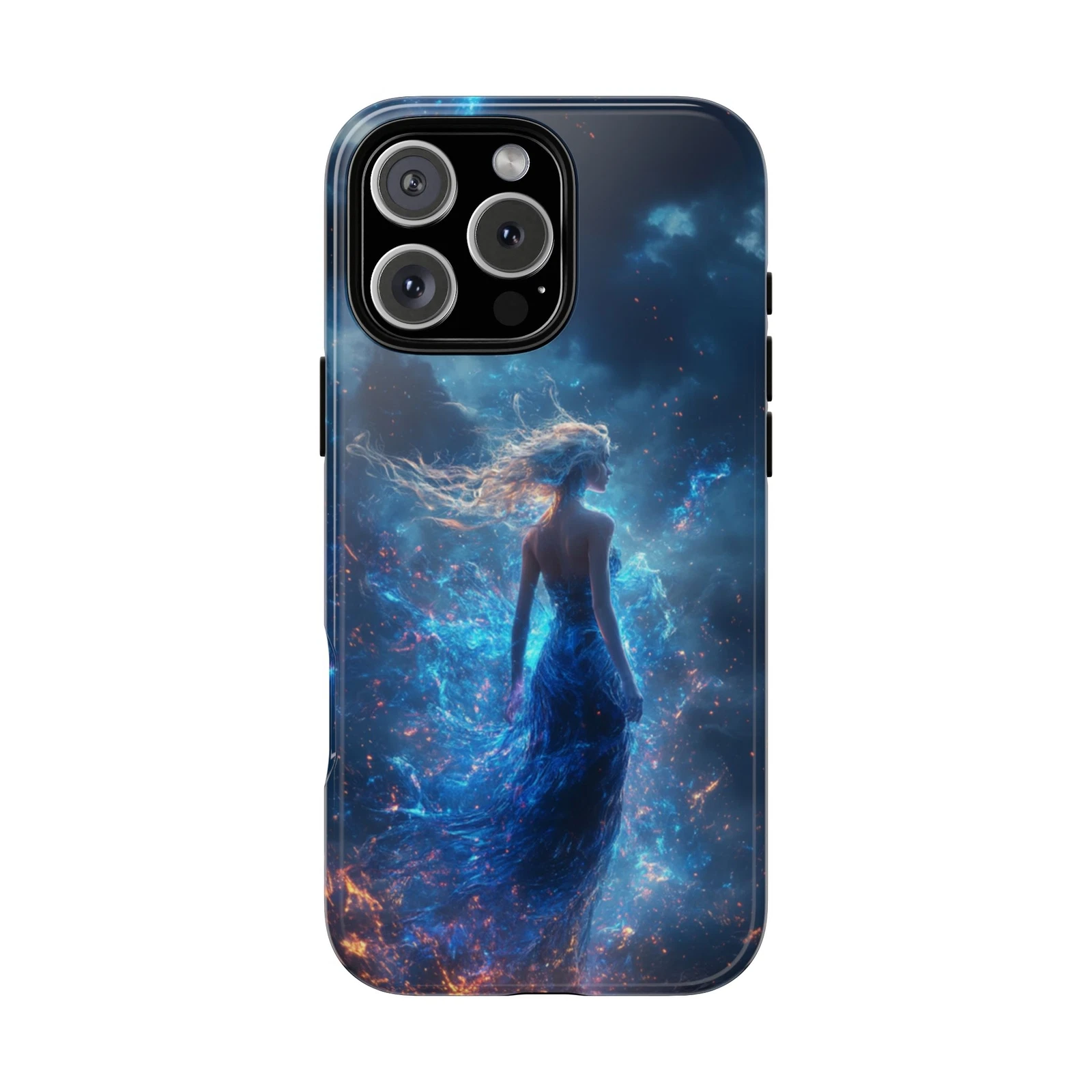 Blue Sorceress Girl Fantasy Magic Phone Case for iPhone 11 to 17 Models ...