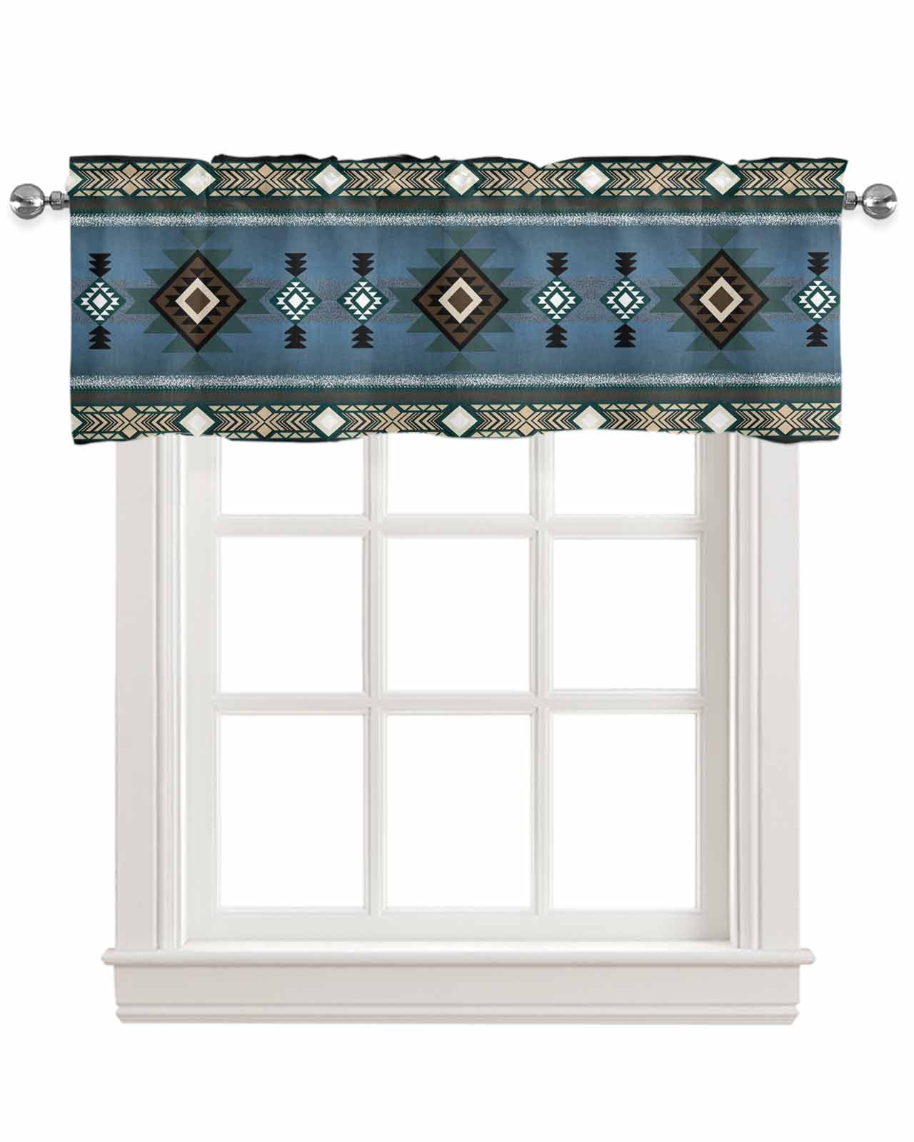 Blue Southwest Kitchen Valances for Windows Farmhouse Linen Window ...