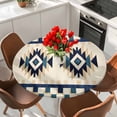 Blue Southwestern Aztec Ethnic Round Fitted Tablecloth with Elastic ...