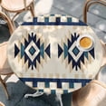 Blue Southwestern Aztec Ethnic Round Fitted Tablecloth with Elastic ...