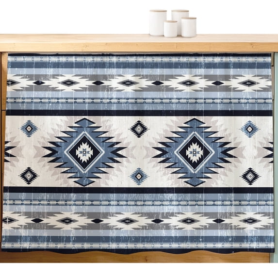 Blue Southwestern Cabinet Curtains Native Aztec Ethnic Style Geometric ...