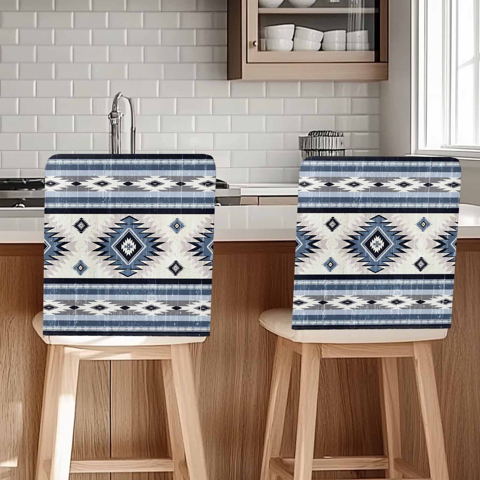 Blue Southwestern Native Aztec Ethnic Style Geometric Chair Covers Set ...