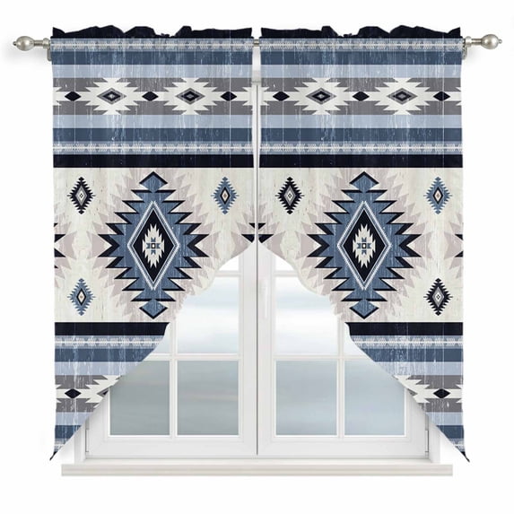 Blue Southwestern Swag Valances for Windows 45 inches Long, Native ...