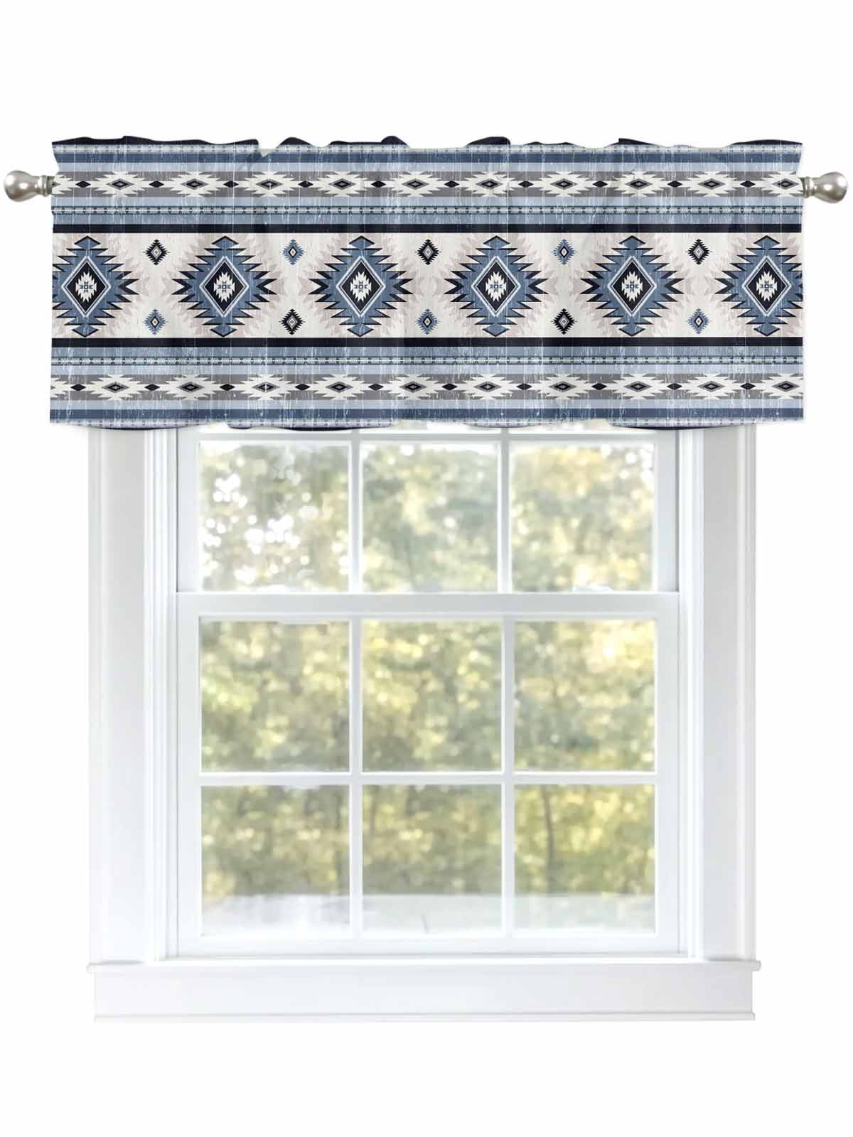 Blue Southwestern Valances for Windows Native Aztec Ethnic Style ...