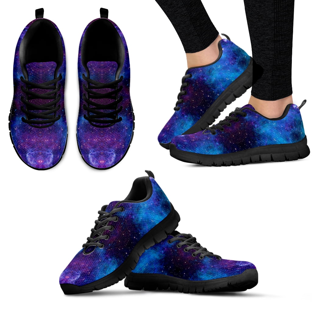 Blue Space Galaxy Fashion Women Lace up Flat Shoe Casual Mesh Sneaker ...