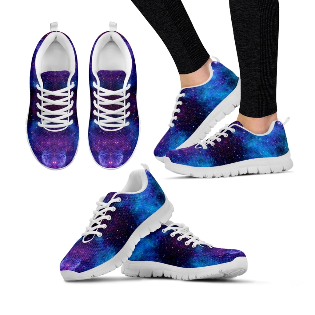 Blue Space Galaxy Fashion Women Lace up Flat Shoe Casual Mesh Sneaker ...