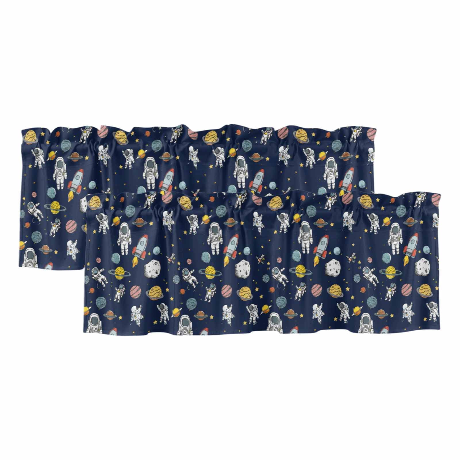 Blue Space Valances for Windows, Decorative Rod Pocket Window Valance ...