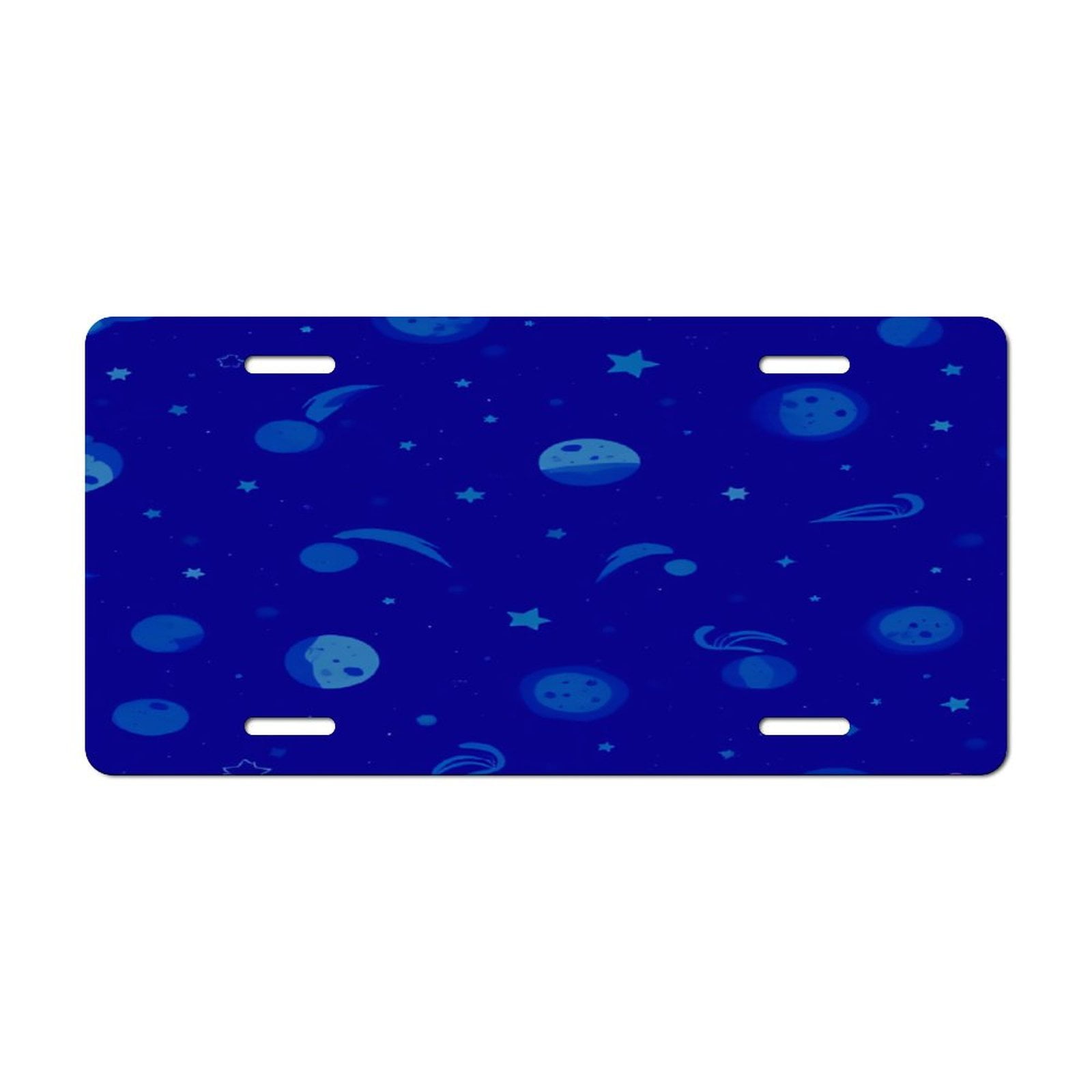 Blue Space with Stars And Planets License Plate Lightweight Aluminum ...