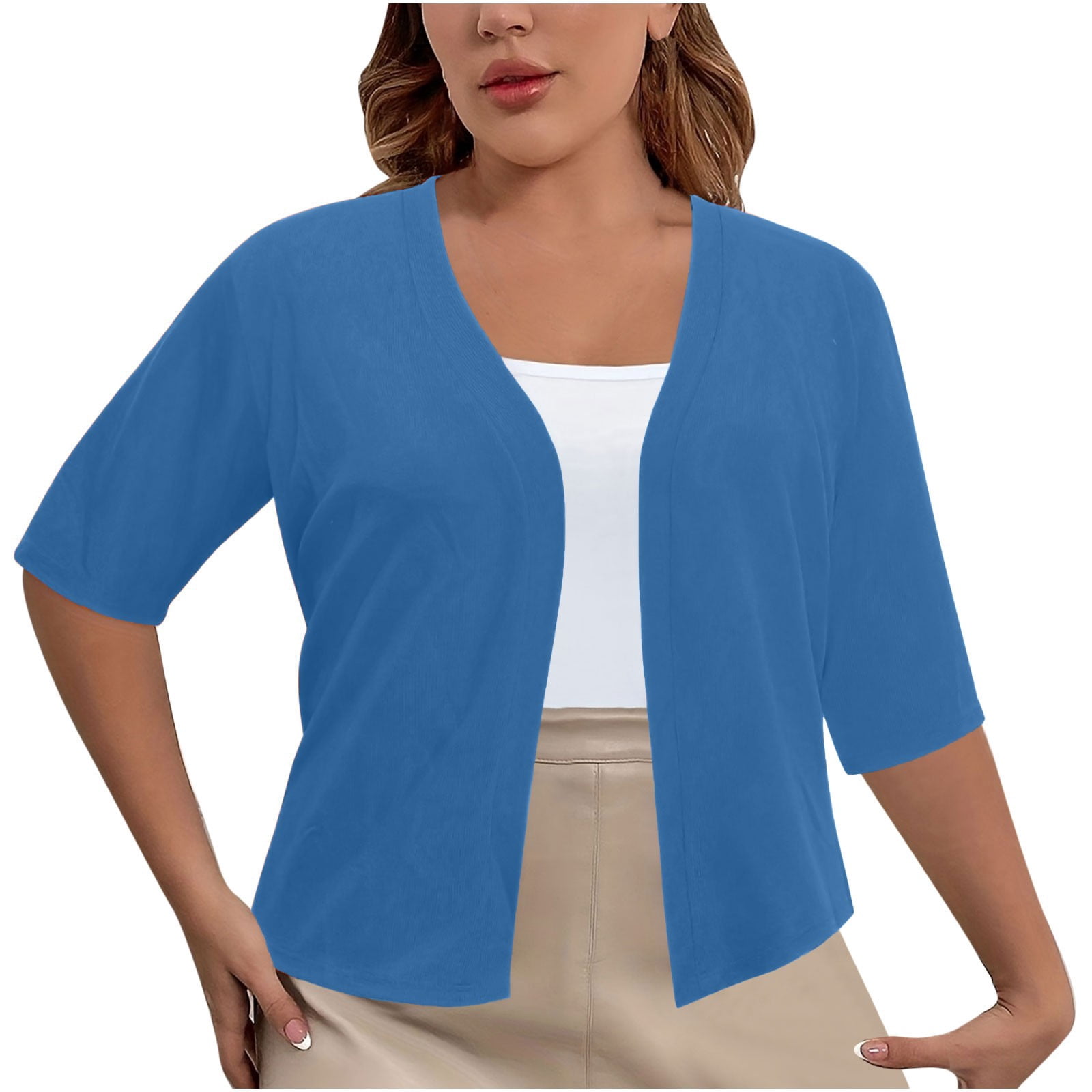 Blue Spandex Shirts for Women Fall Winter Loose Fit Elegant Brunch ...