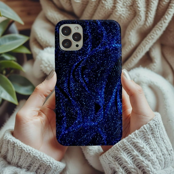 Blue Sparkle Starry Night Cosmic Phone Case with iPhone 17 to 11 Pro ...