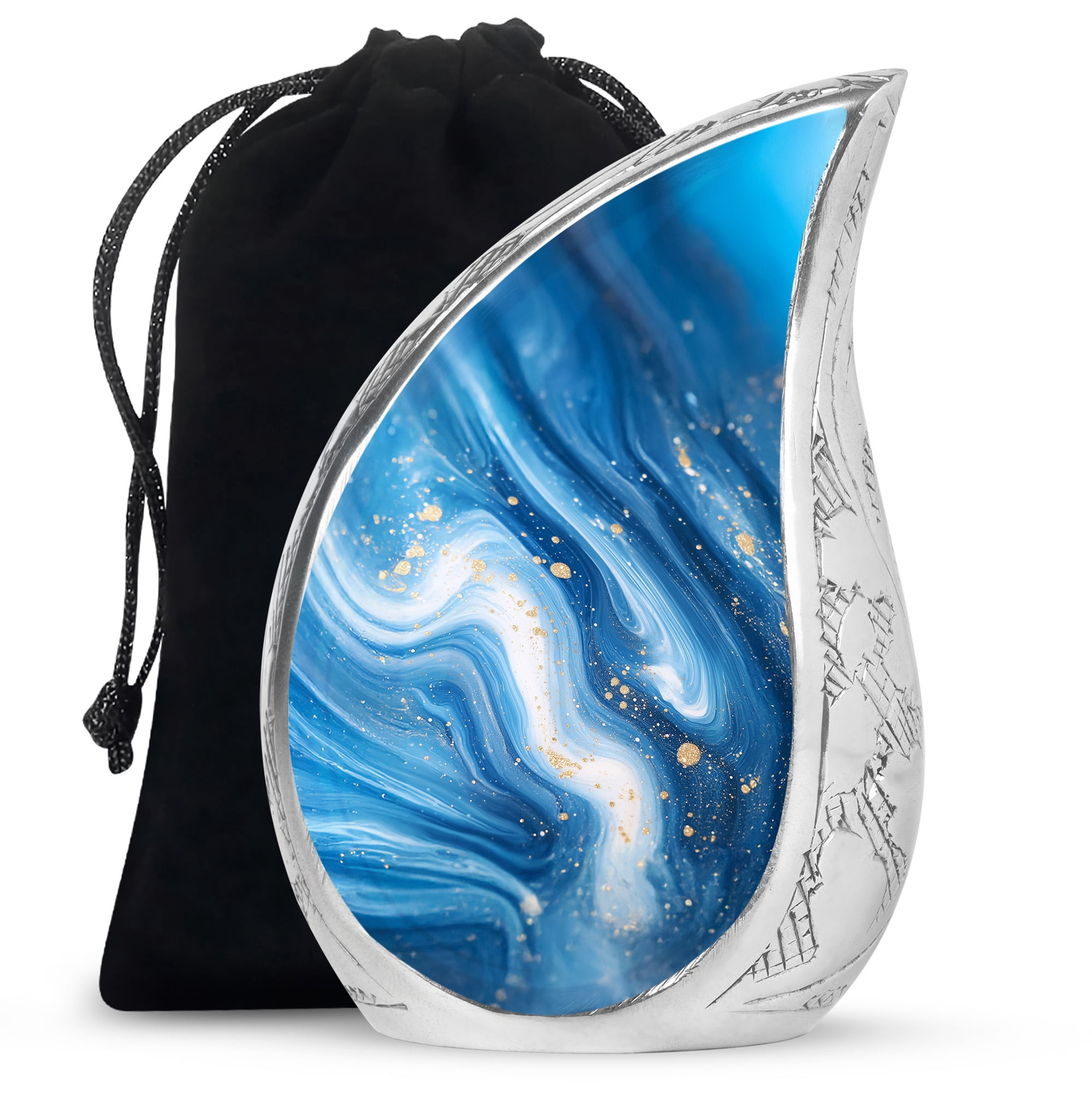 Blue Sparkle Urns For Ashes Adult Mom - Large Cremation Urn For Human ...