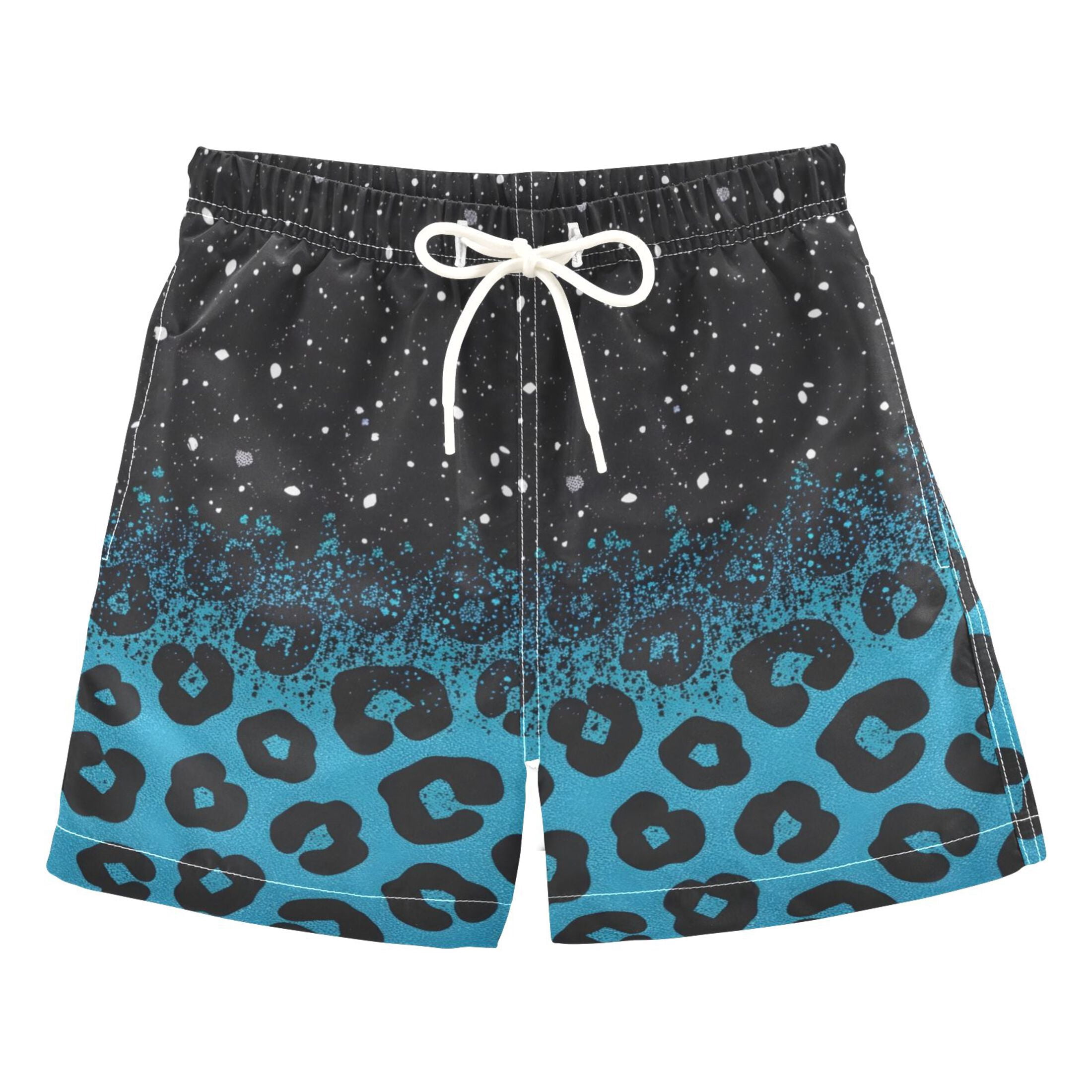 Blue Sparkly Glitter Leopard Swim Trunks Quick Dry Beach Pool Board ...