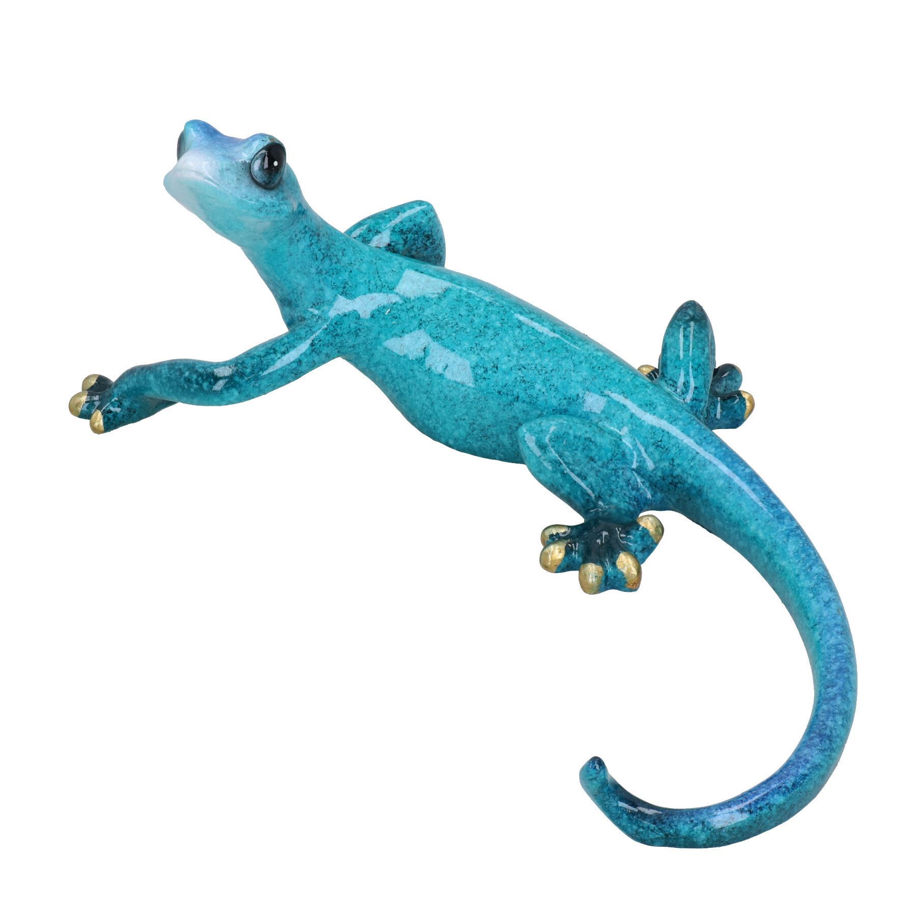 Blue Speckled Gecko Lizard Resin Wall Shed Sculpture Decor Statue Small ...