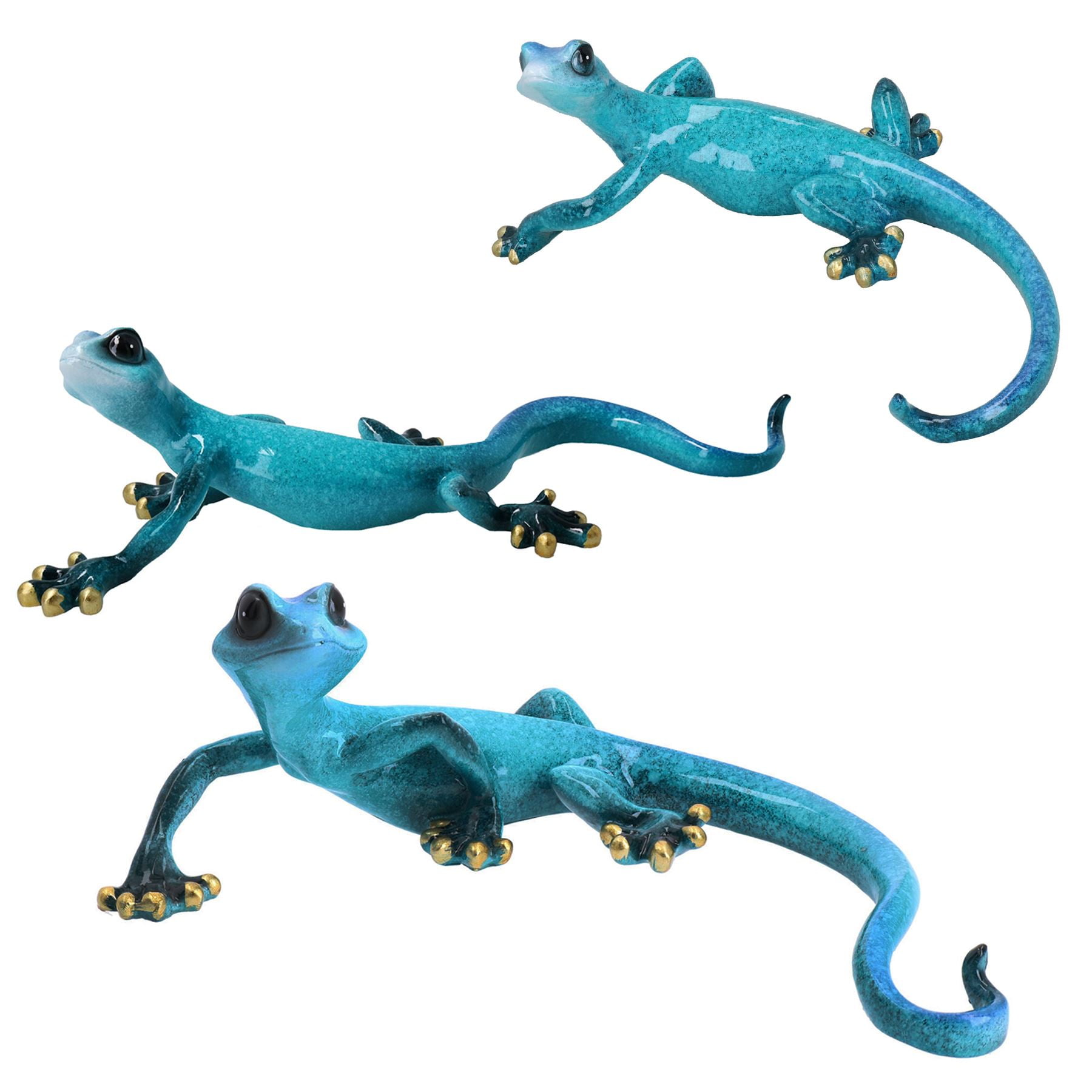 Blue Speckled Gecko Lizard Resin Wall Shed Sculpture House Statue Full ...