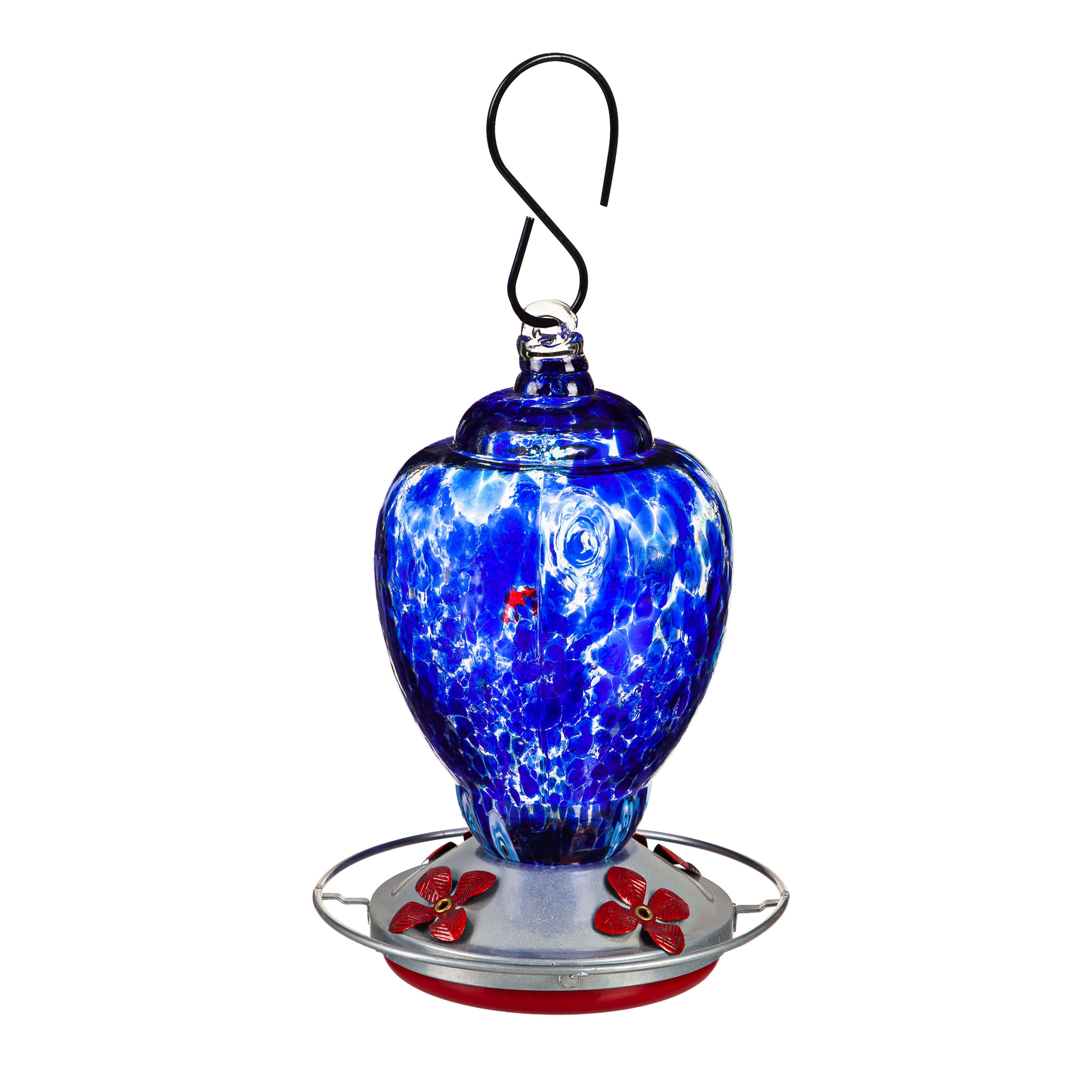 Blue Speckled Glass Hummingbird Feeder with Bronze Gondola - Walmart.com