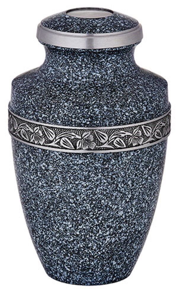 Blue Speckled Memorial Urn with Scrollwork - 11"H x 7"W - Walmart.com