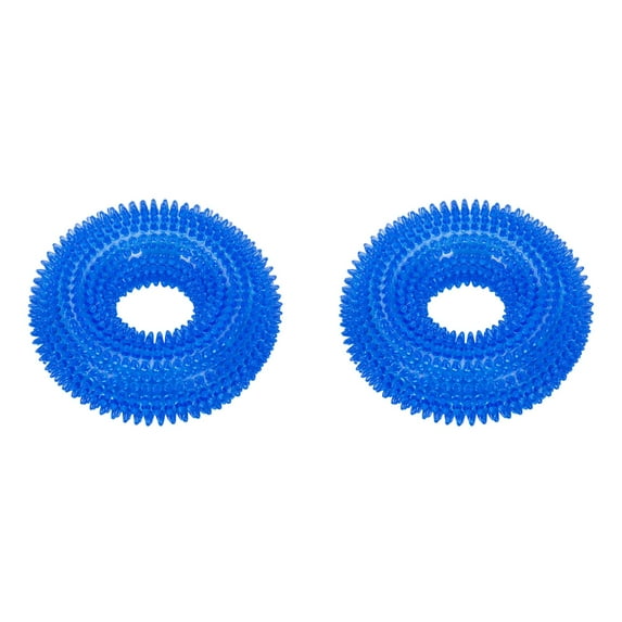 Blue Spiky Dog Ring Toy, Squeaky TPR Chew Circle for Teeth Cleaning 2 ...
