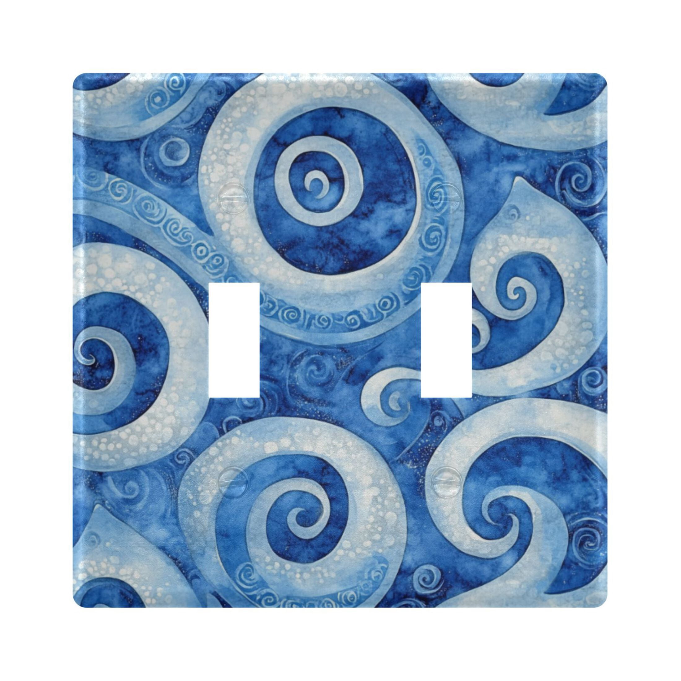 Blue Spiral Art Light Switch Cover Decorative 2 Gang Wall Plate Toggle ...